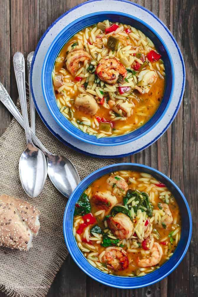 Orzo Soup with Shrimp Mediterranean Style | The Mediterranean Dish