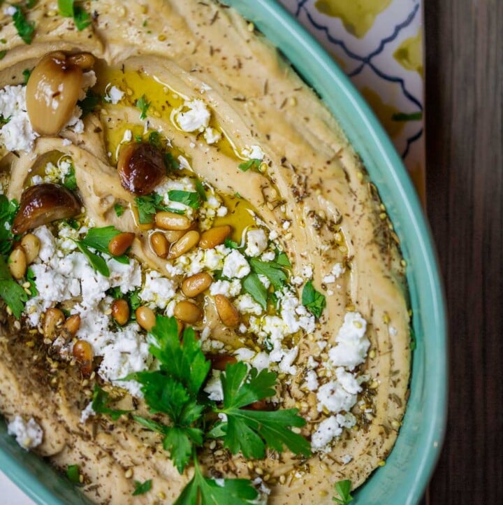 Hummus Dip with Shallots and Shishito Peppers (Best Toppings!) | The ...