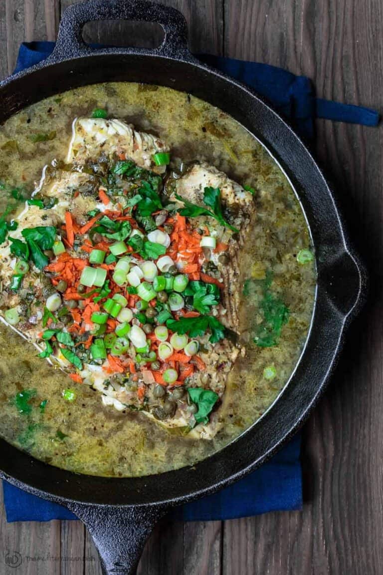 Mediterranean Wine-Lemon Poached Halibut | The Mediterranean Dish