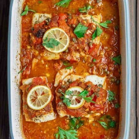 Best One-Pan Baked Halibut Recipe (20 Mins!) | The Mediterranean Dish