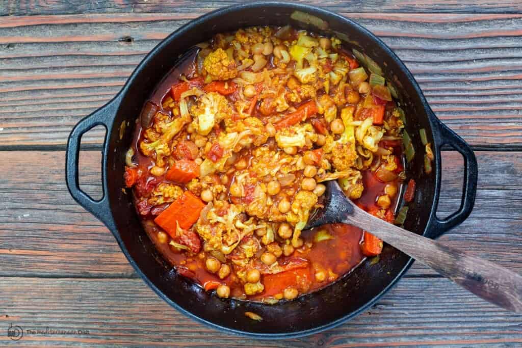 Hearty Roasted Cauliflower and Chickpea Stew | The Mediterranean Dish