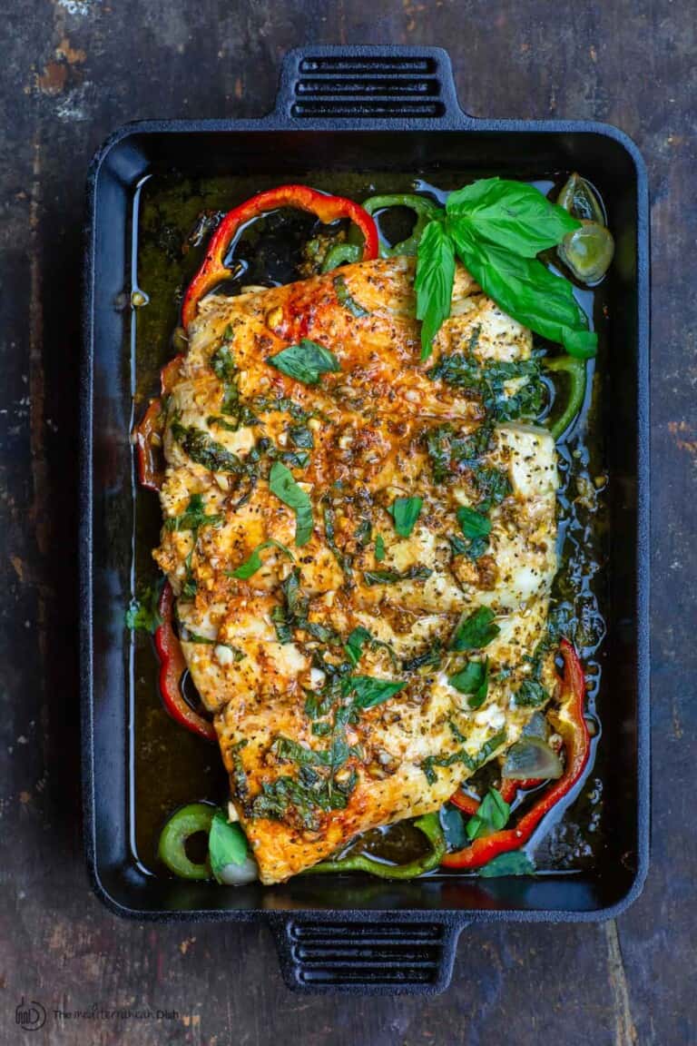 Easy Baked Fish with Garlic and Basil - The Mediterranean Dish