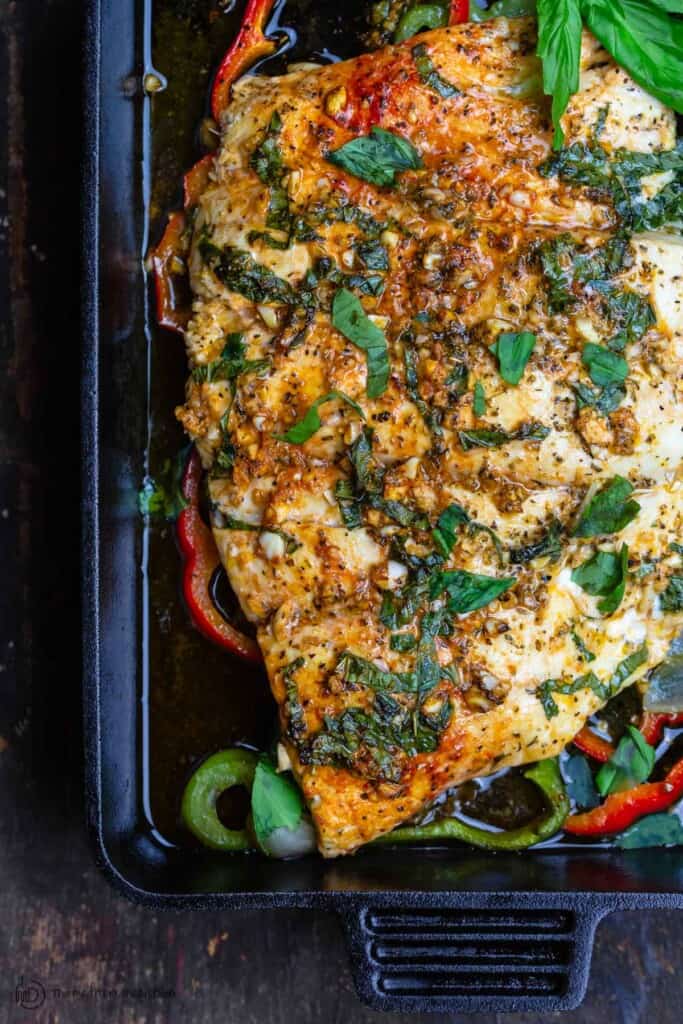 Easy Baked Fish with Garlic and Basil - The Mediterranean Dish