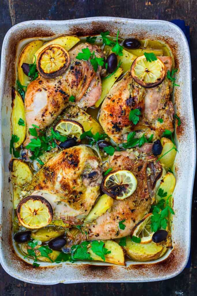 Easy Greek Chicken and Potatoes| The Mediterranean Dish