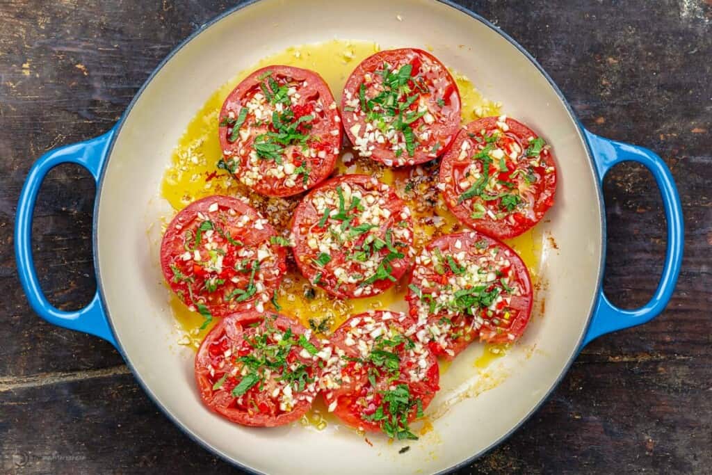 Mediterranean Garlic Fried Tomatoes | The Mediterranean Dish