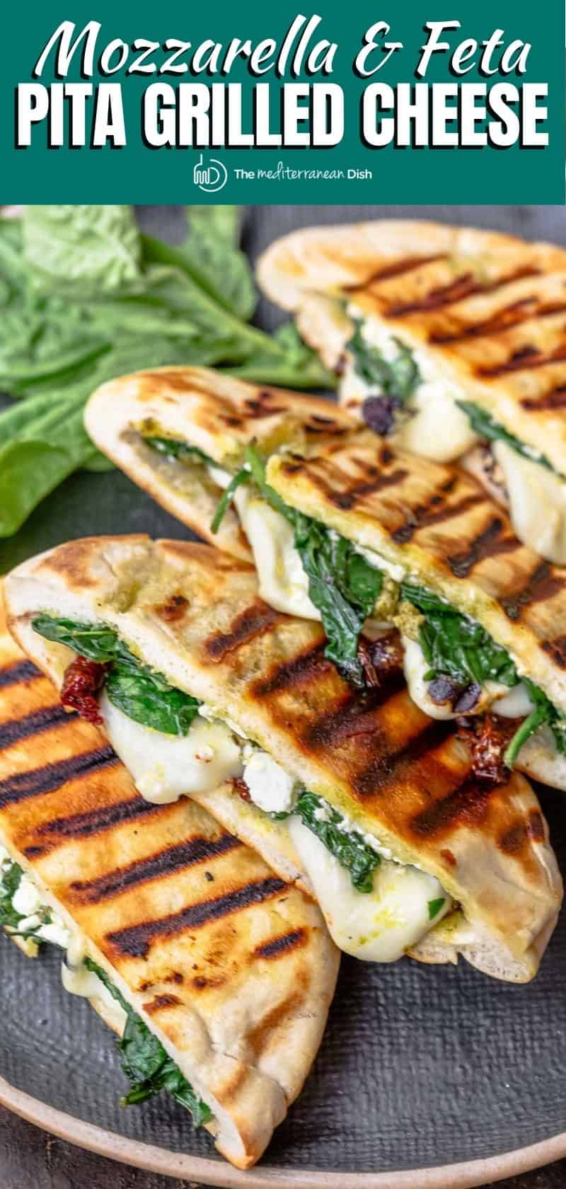 Mozzarella and Feta Pita Grilled Cheese - The Mediterranean Dish