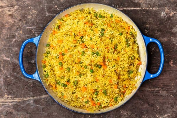 Easy Rice Pilaf with Peas and Carrots - The Mediterranean Dish