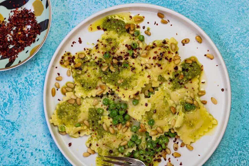 10 Minute Creamy Pesto Ravioli The Mediterranean Dish