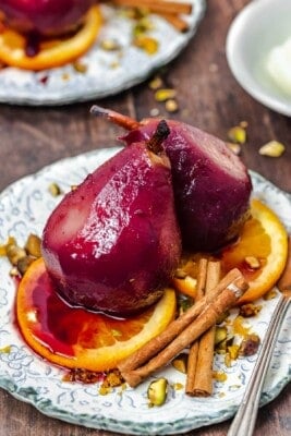 Easy Poached Pears in Red Wine and Cinnamon | The Mediterranean Dish