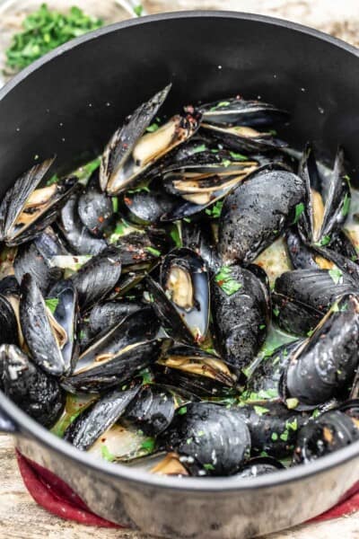 Steamed Mussels in White Wine Broth | The Mediterranean Dish