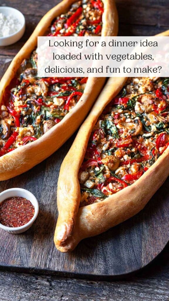 Pide (Turkish Flatbread) with Feta, Spinach and Mushrooms - The ...