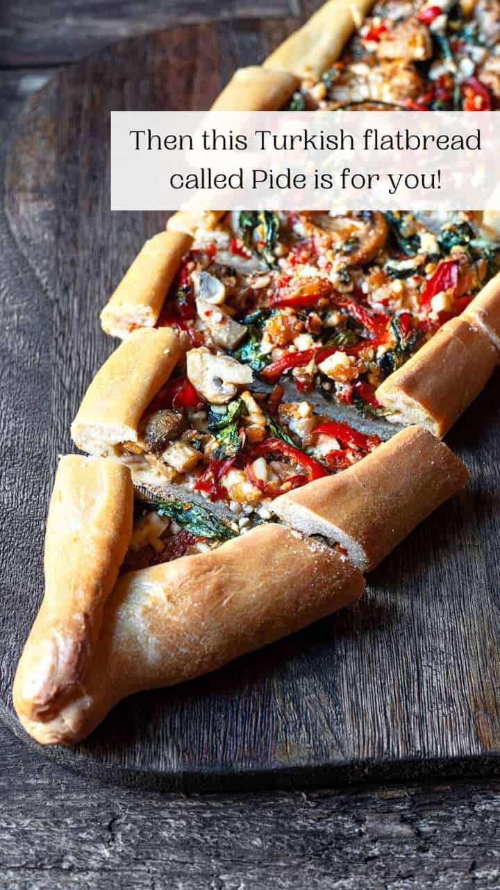 Pide (Turkish Flatbread) with Feta, Spinach and Mushrooms - The ...