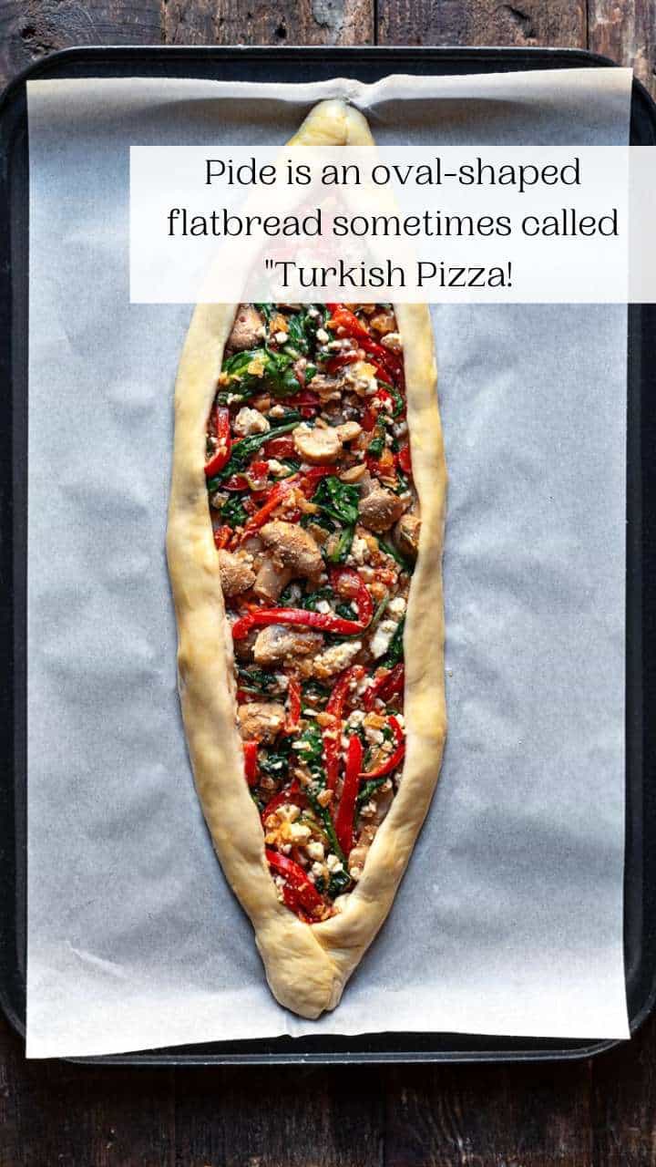 Pide (Turkish Flatbread) with Feta, Spinach and Mushrooms - The ...