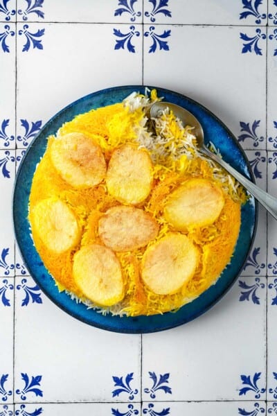 Persian Rice with Potato Tahdig | The Mediterranean Dish