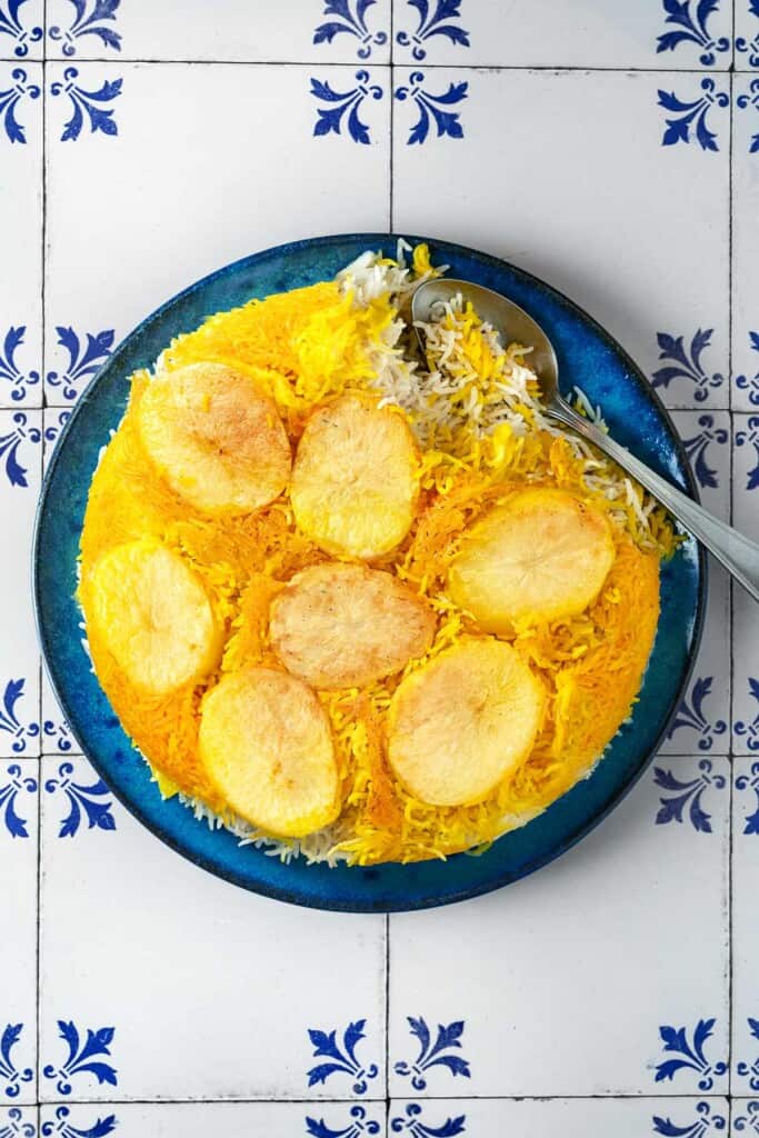 Persian Rice with Potato Tahdig | The Mediterranean Dish