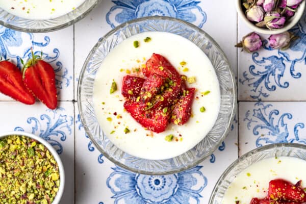 Mahalabia (Rose Water Milk Pudding) | The Mediterranean Dish