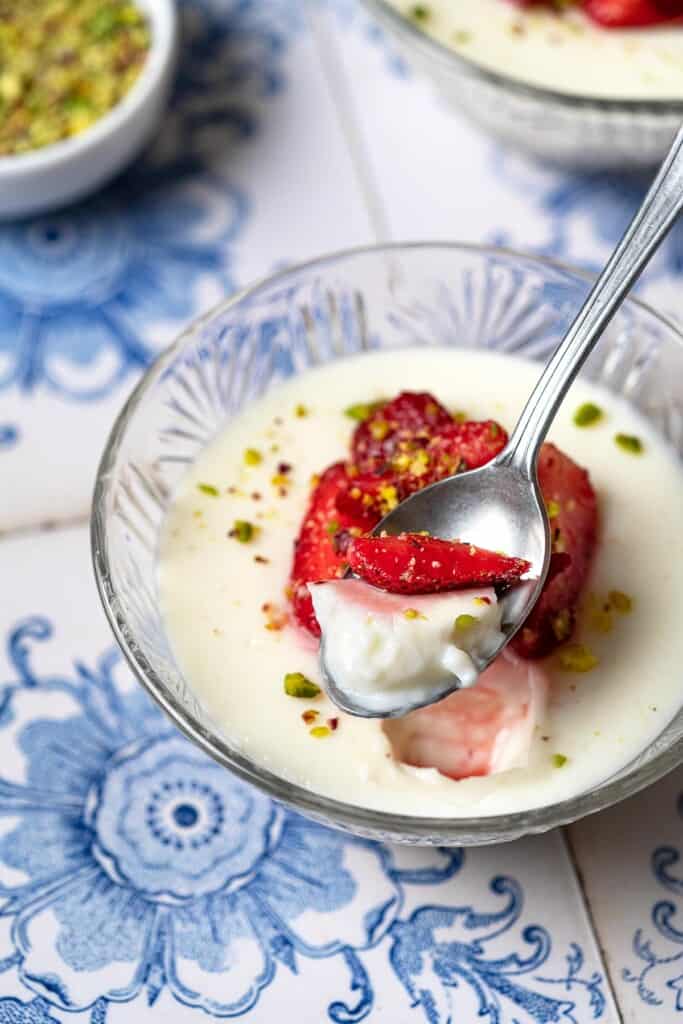 Mahalabia (Rose Water Milk Pudding) | The Mediterranean Dish