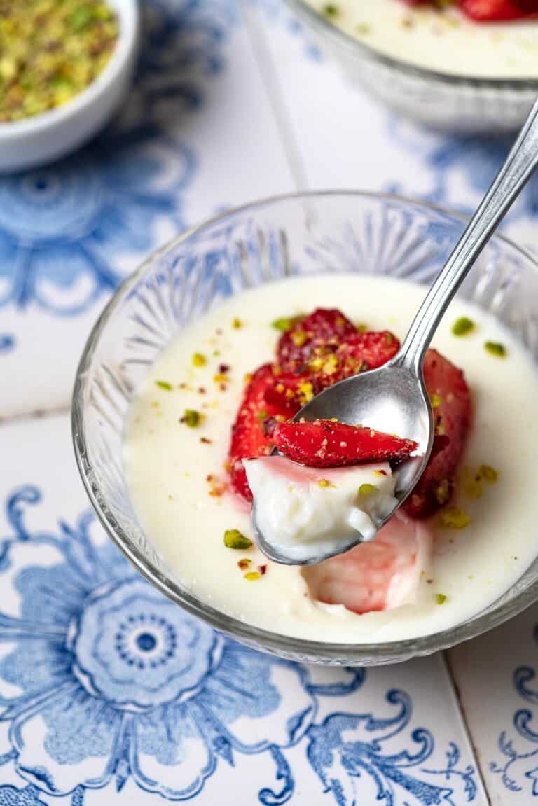 Mahalabia (Rose Water Milk Pudding) | The Mediterranean Dish
