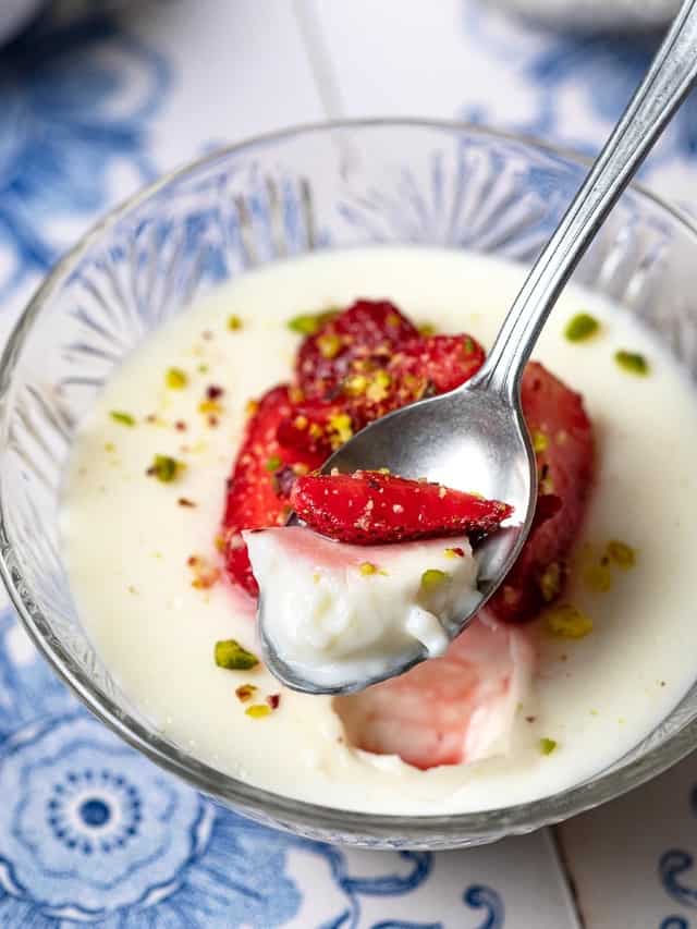 Mahalabia (Rose Water Milk Pudding) - The Mediterranean Dish