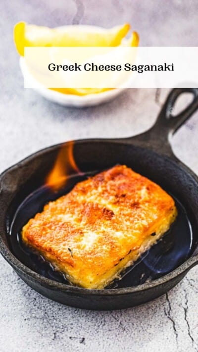 Saganaki (Fried Greek Cheese) - The Mediterranean Dish