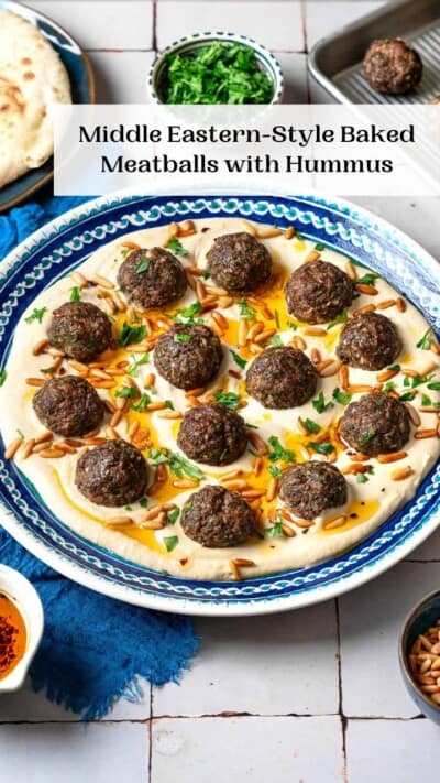 Middle Eastern Baked Meatballs with Hummus - The Mediterranean Dish