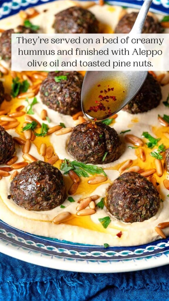 Middle Eastern Baked Meatballs with Hummus - The Mediterranean Dish