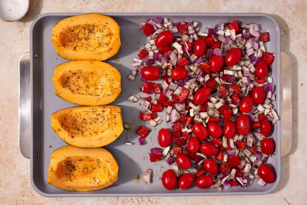 Roasted Vegetable Stuffed Acorn Squash | The Mediterranean Dish