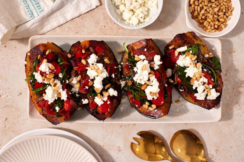 Roasted Vegetable Stuffed Acorn Squash | The Mediterranean Dish