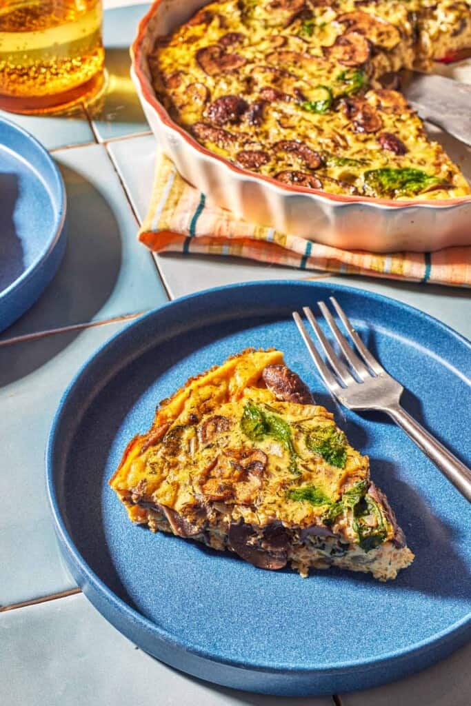 Mushroom and Spinach Crustless Quiche | The Mediterranean Dish