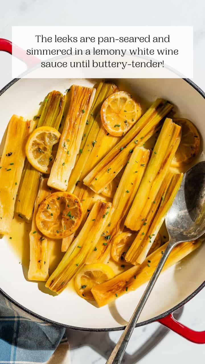 Whole Braised Leeks with Fresh Herbs and Feta - The Mediterranean Dish