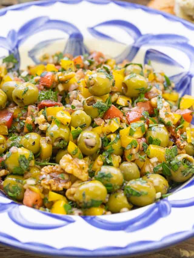 Olive Salad with Lemon Pomegranate Dressing - The Mediterranean Dish