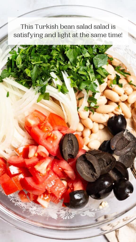 Tahinli Fasulye Piyazı (Turkish Bean Salad) - The Mediterranean Dish