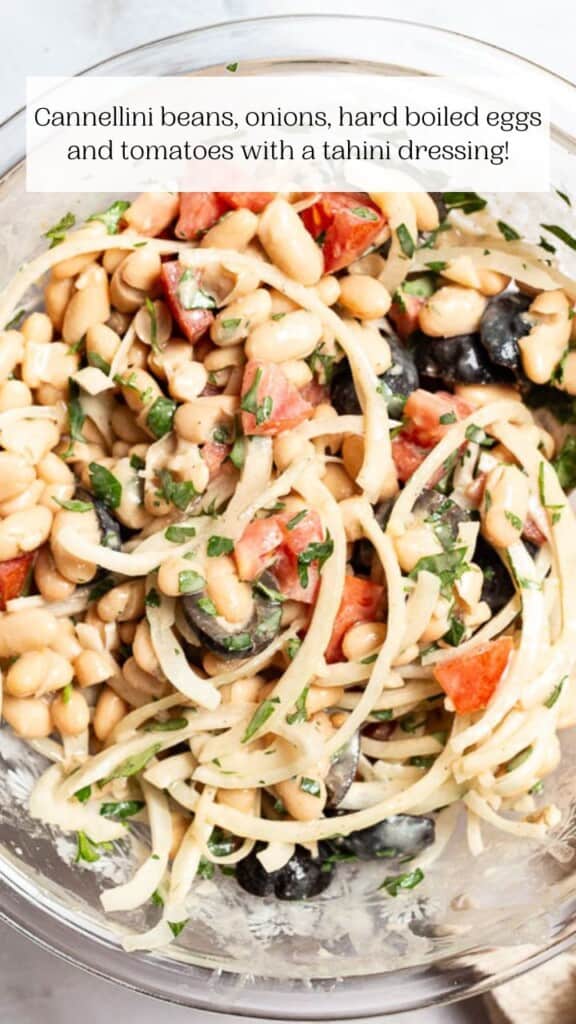 Tahinli Fasulye Piyazı (Turkish Bean Salad) - The Mediterranean Dish