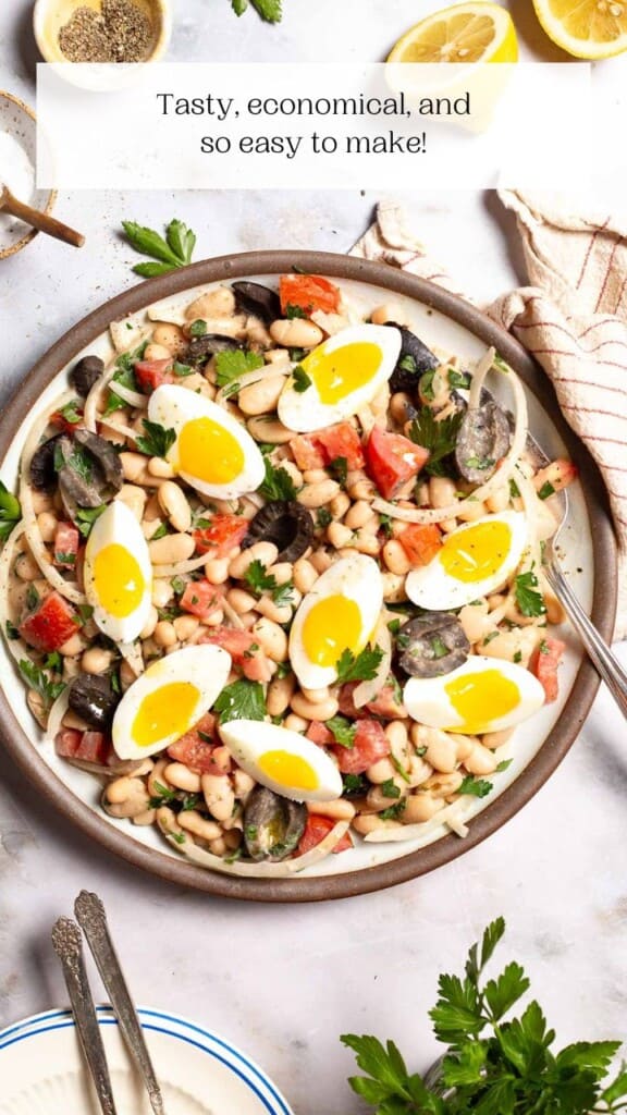Tahinli Fasulye Piyazı (Turkish Bean Salad) - The Mediterranean Dish