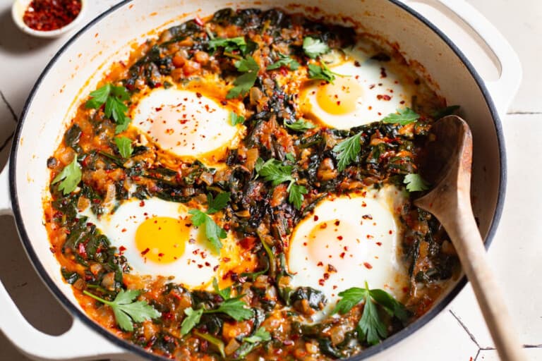 Turkish Spinach and Eggs | The Mediterranean Dish