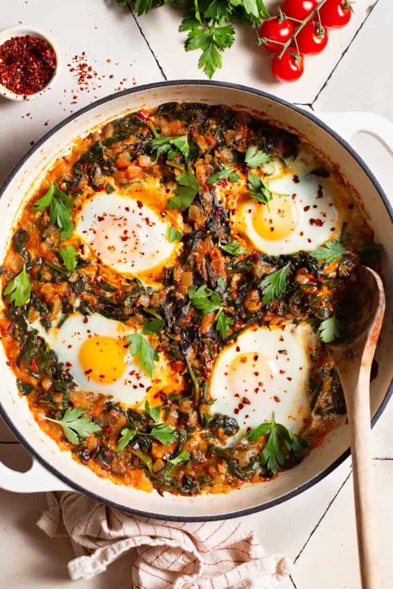 Turkish Spinach and Eggs | The Mediterranean Dish
