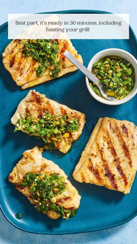 Grilled Cod with Mediterranean Pistachio-Herb Salsa - The Mediterranean ...
