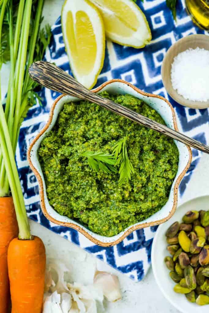 Carrot Top Pesto | The Mediterranean Dish
