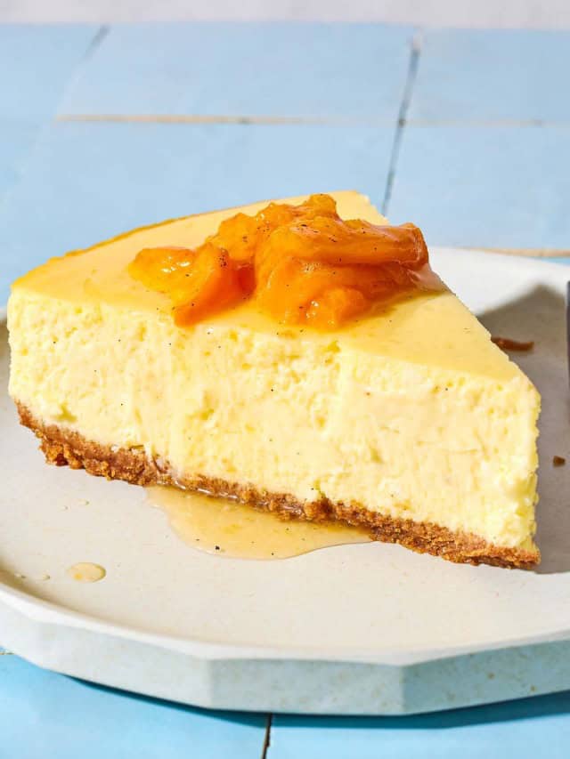 Greek Yogurt Cheesecake with Apricot, Vanilla, and Honey Compote - The ...