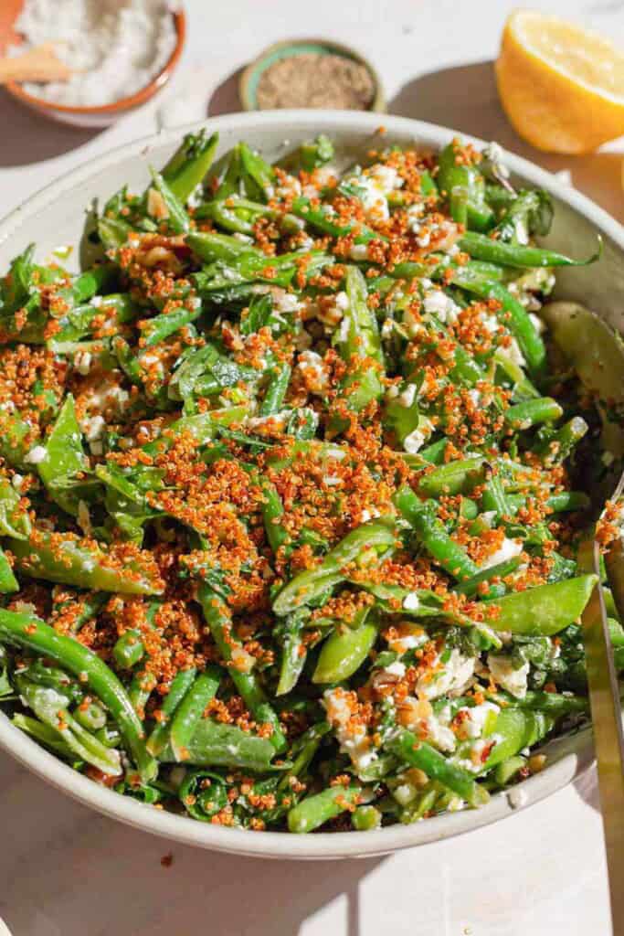 Snap Pea Salad With Feta And Crispy Quinoa