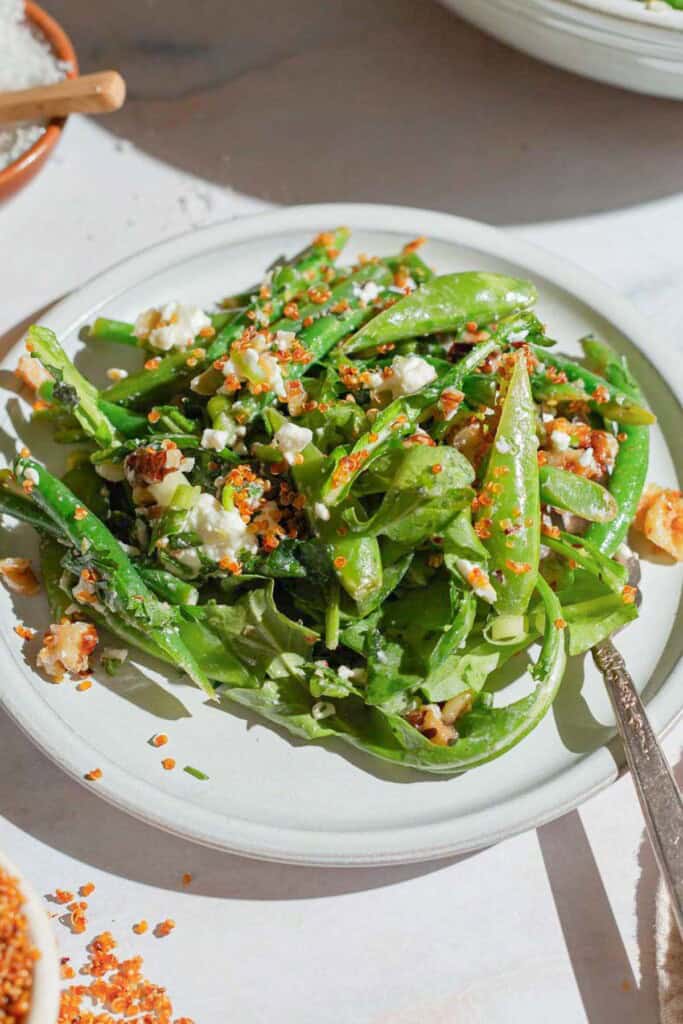 Snap Pea Salad with Feta and Crispy Quinoa
