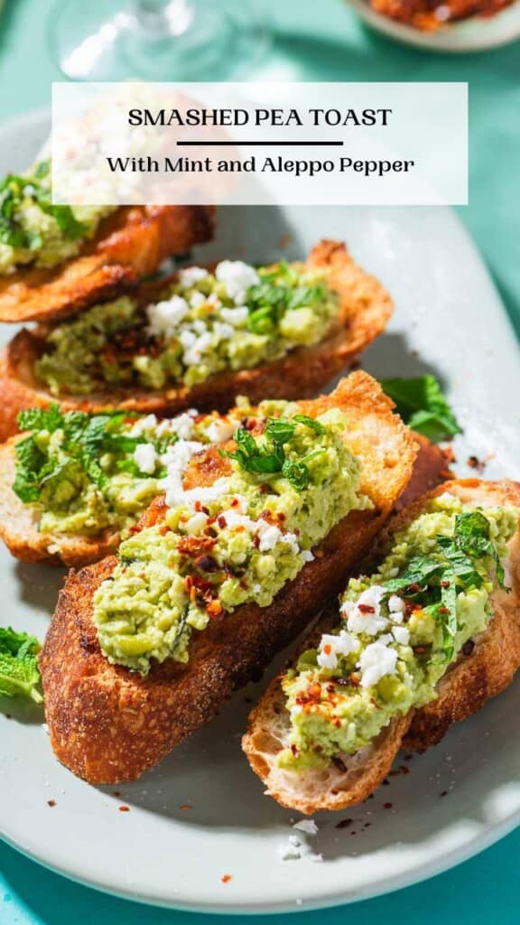 Smashed Peas on Toast with Mint and Aleppo Pepper - The Mediterranean Dish