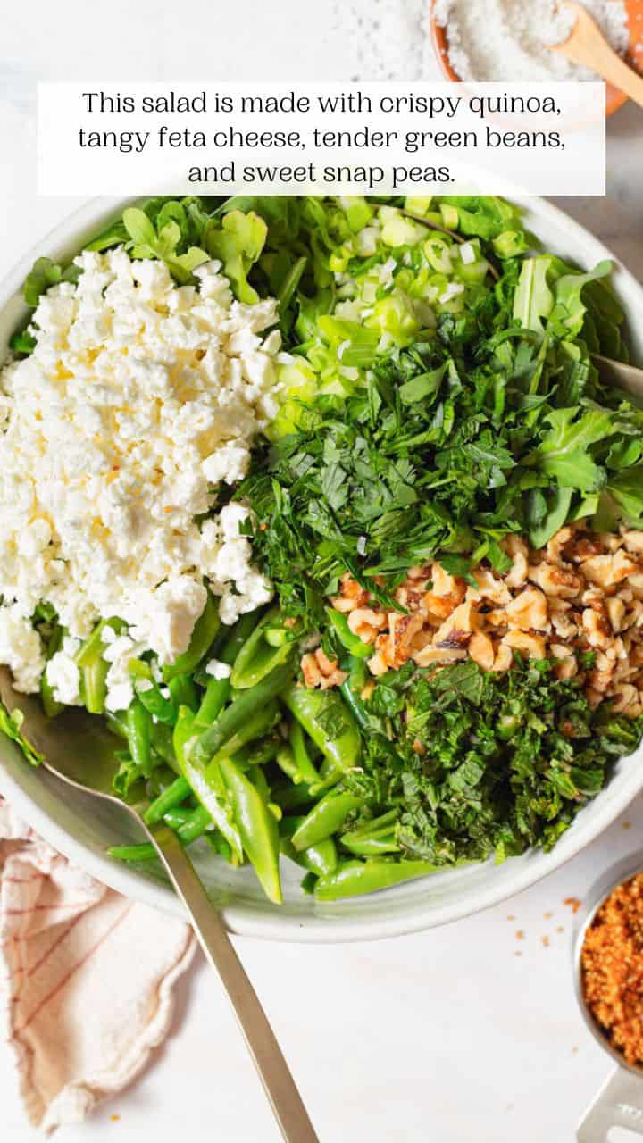 Snap Pea Salad with Green Beans and Crispy Quinoa - The Mediterranean Dish