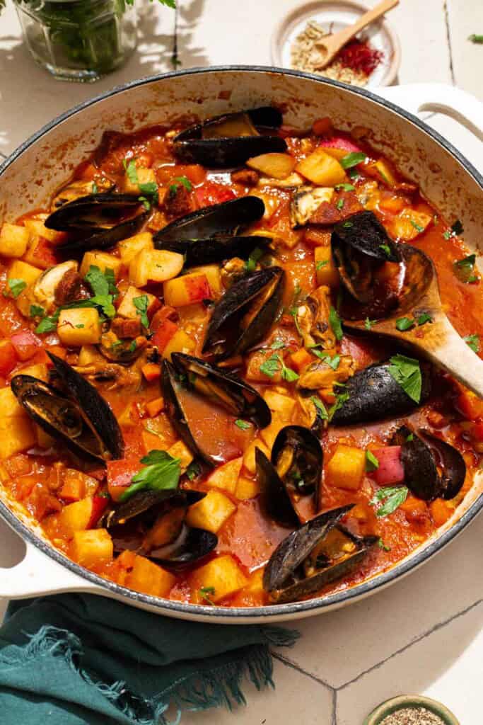 Mussels with Chorizo Recipe | The Mediterranean Dish