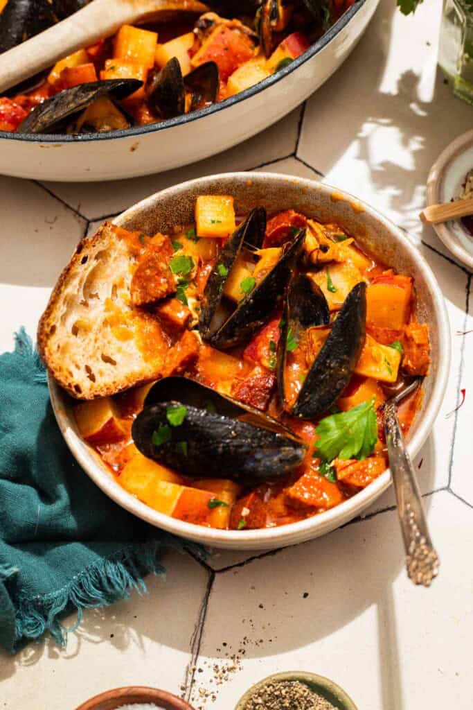 Mussels with Chorizo Recipe | The Mediterranean Dish