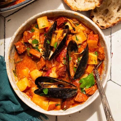 Mussels with Chorizo Recipe | The Mediterranean Dish
