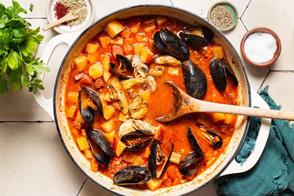 Mussels with Chorizo Recipe | The Mediterranean Dish