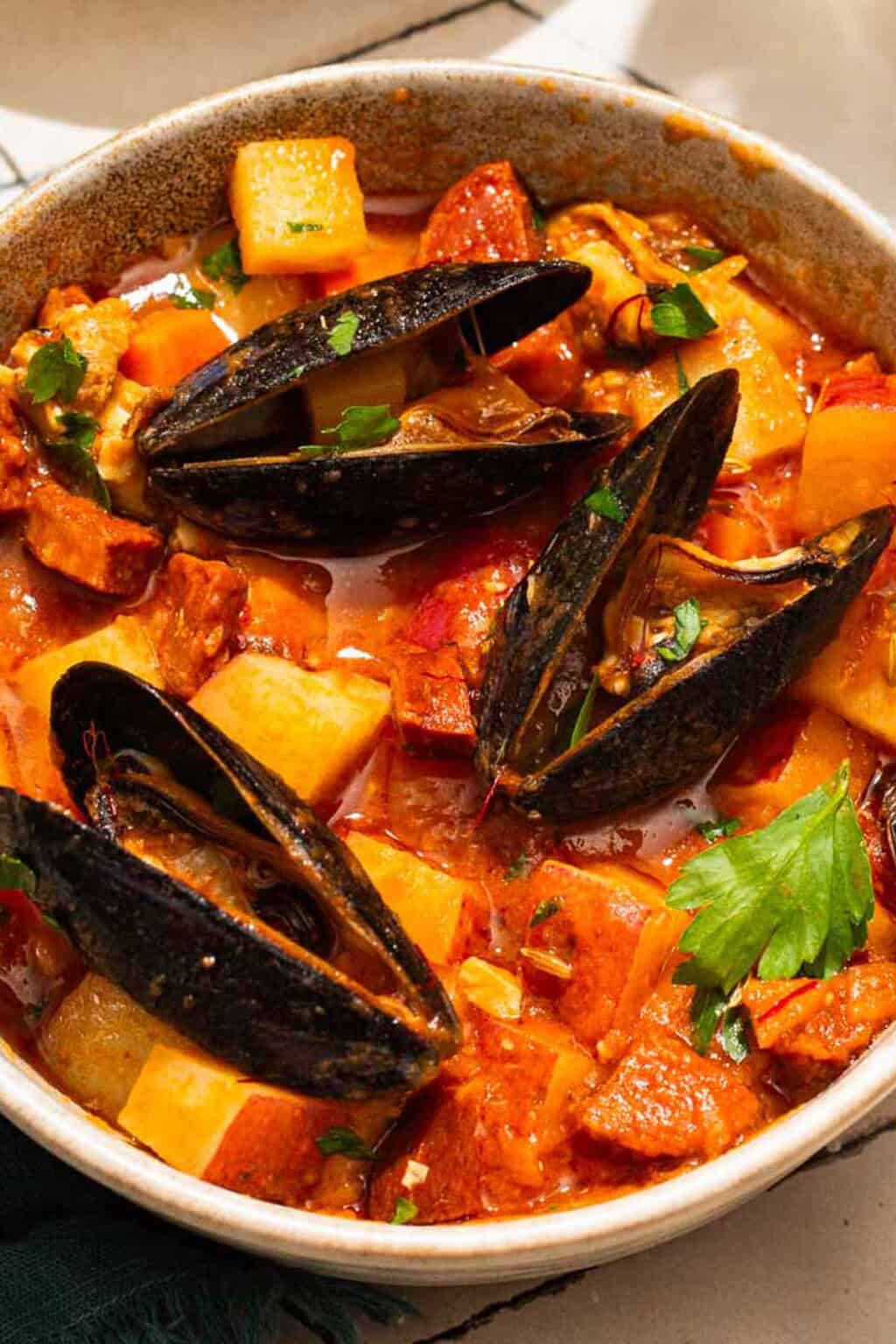 Mussels with Chorizo Recipe | The Mediterranean Dish