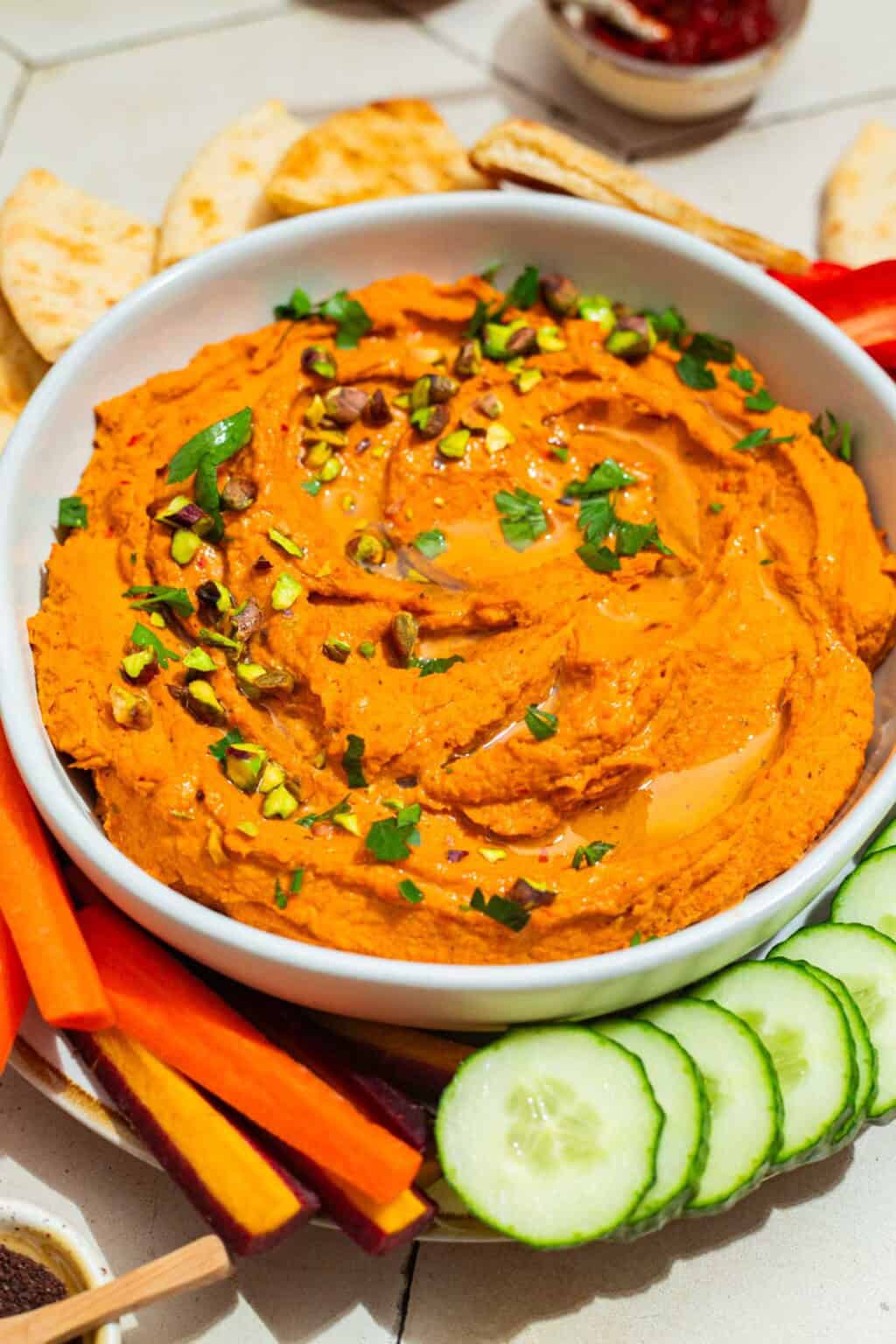 Carrot Hummus Recipe | The Mediterranean Dish