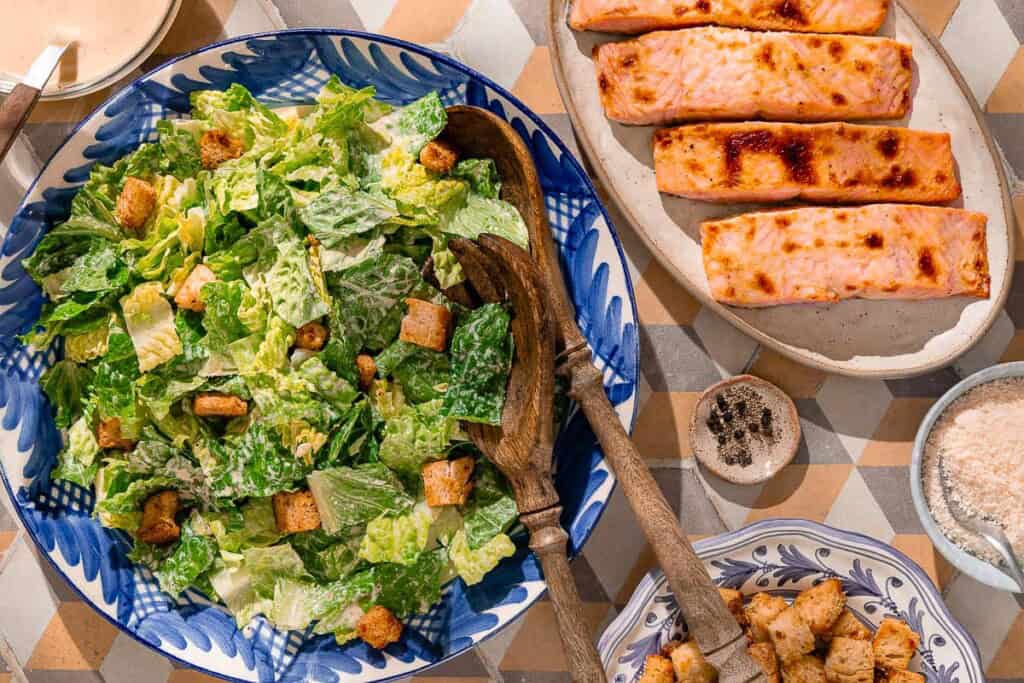 Salmon Caesar Salad Recipe | The Mediterranean Dish
